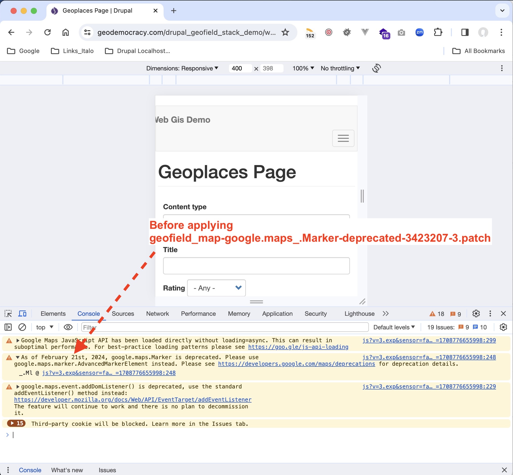 google.maps.Marker is deprecated [#3423207] | Drupal.org